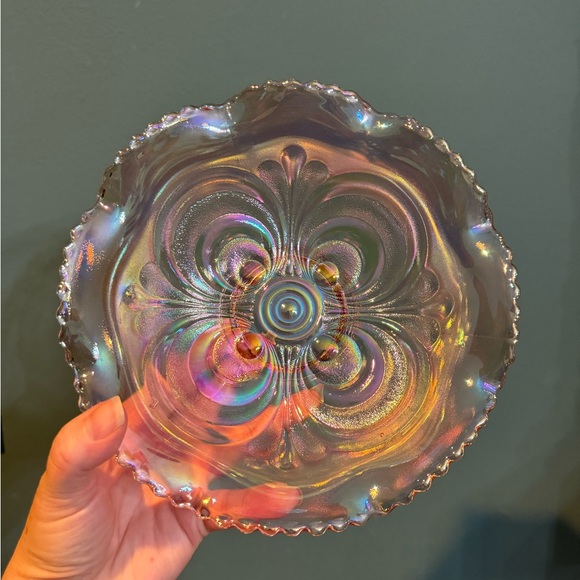 Imperial Glass | Accents | Vintage Imperial Glass Pink Carnival Scroll ...